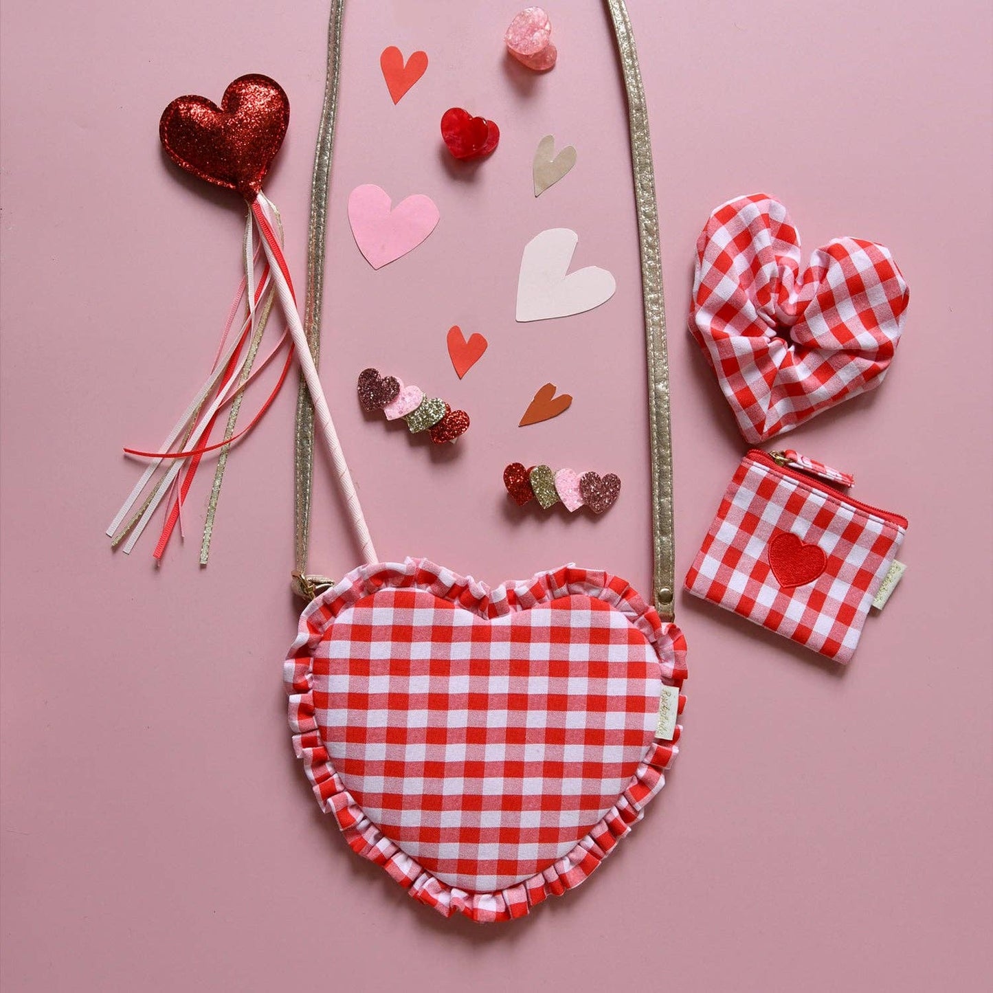 Gingham Ruffle Love Heart Bag – Cupcake
